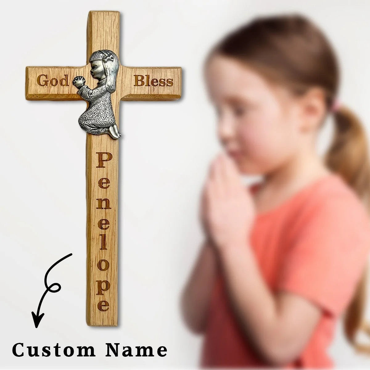 Personalized Wood Cross-Bless For Boys and Girls – Felicitas Gift